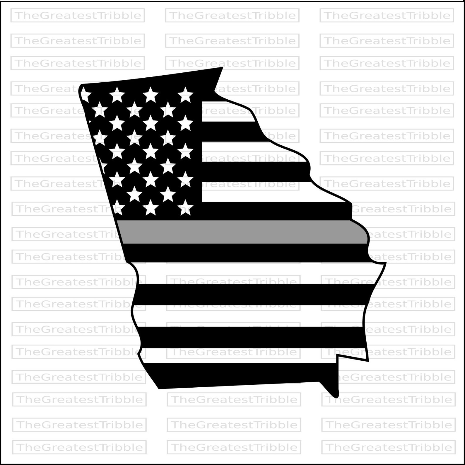 Thin Silver Line Georgia USA Flag Thin Silver Line Flag eps | Etsy