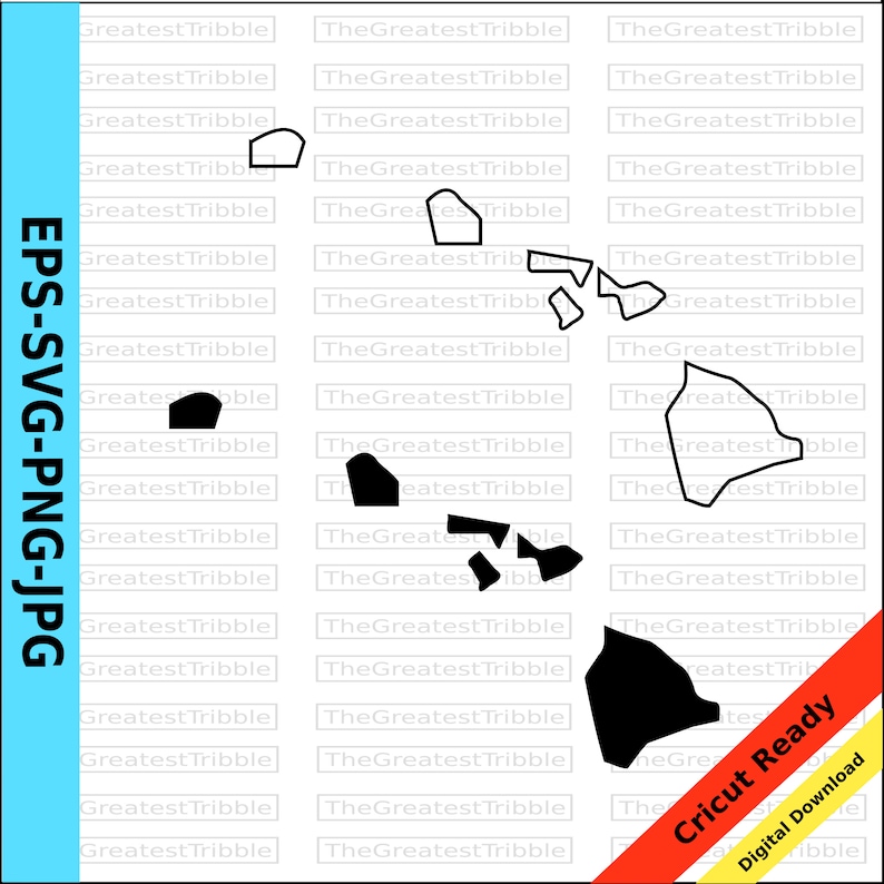 Hawaii State Map svg png jpg eps Hawaii Vector Graphic Clip | Etsy