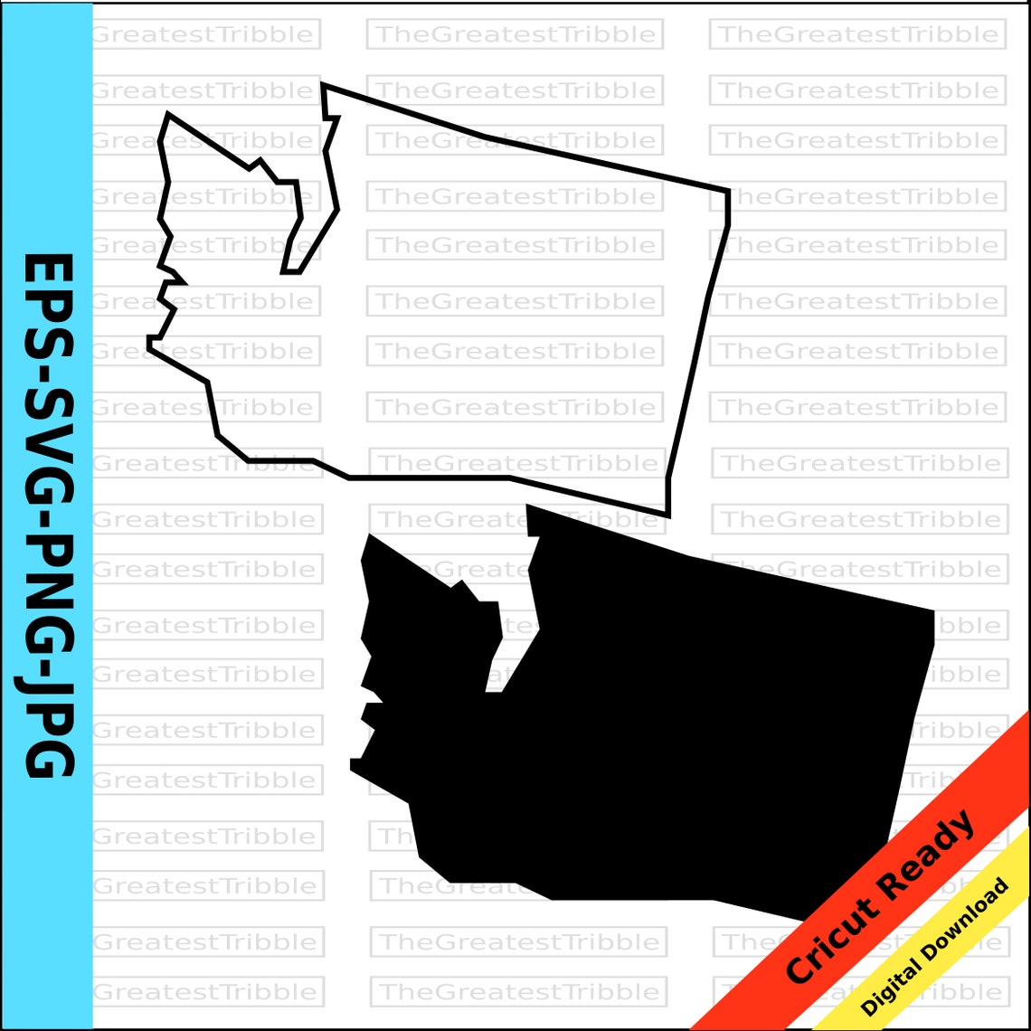 Washington State Map Svg Png Jpg Eps Vector Graphic Clip Art - Etsy