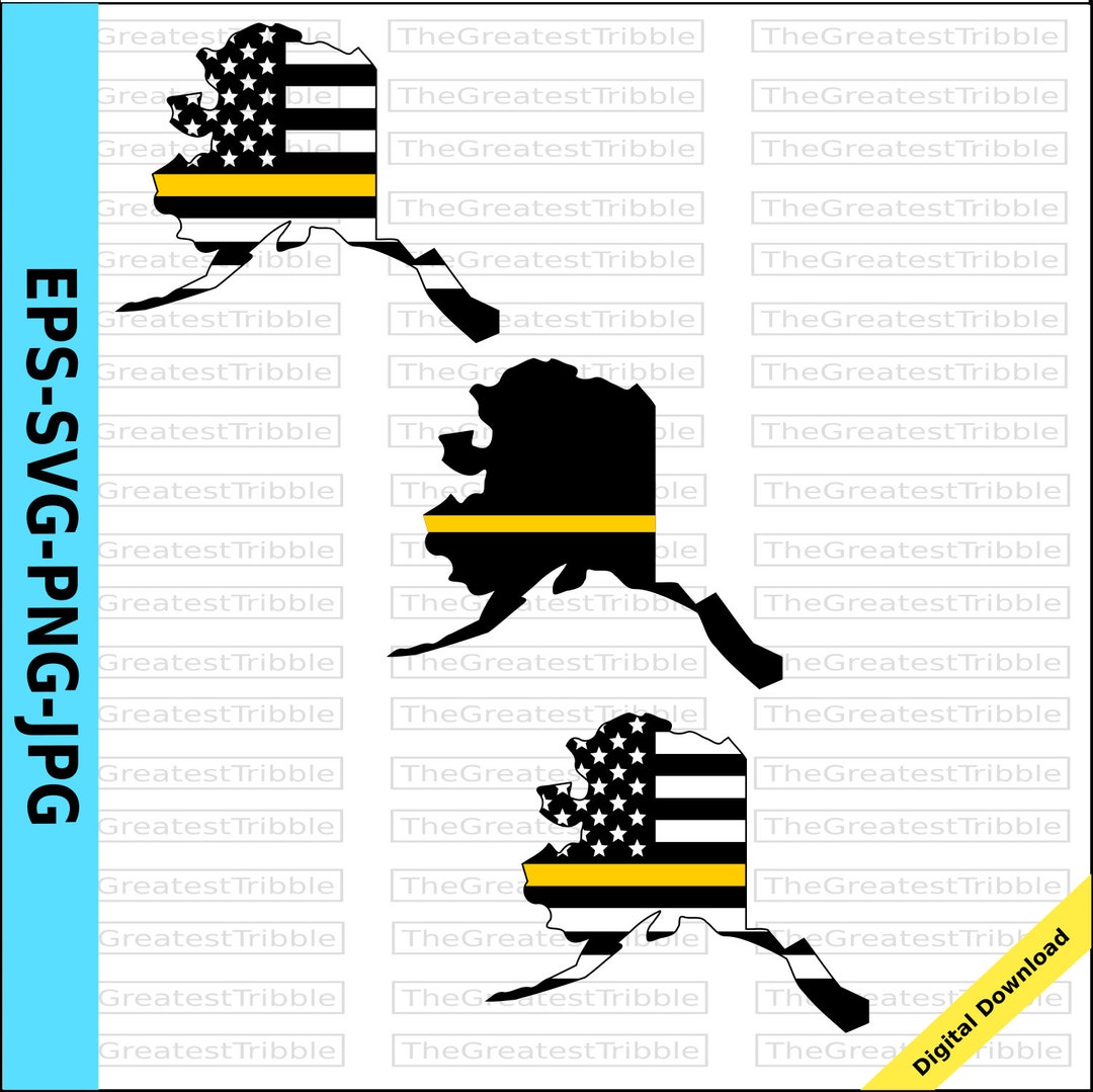 Thin Yellow Line Alaska USA Flag Thin Yellow Line Flag Eps Svg Png Jpg ...