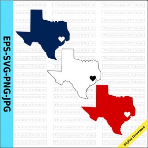 Texas Houston Heart Map Svg Png Jpg Eps Vector Graphic Clip Art - Etsy