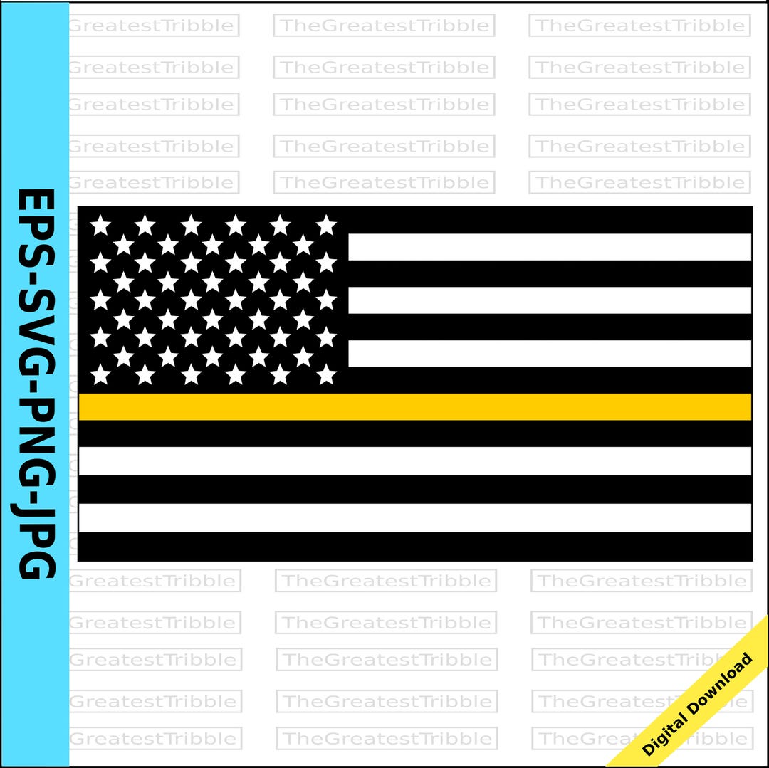 Thin Yellow Line United States Flag Eps Svg Png Jpg Vector Graphic Clip ...