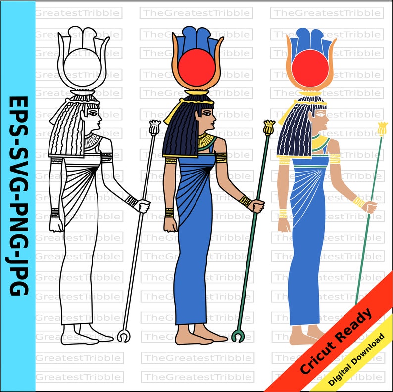 Hathor egipcio Dios Clip Art svg png jpg eps Vector Graphic - Etsy España