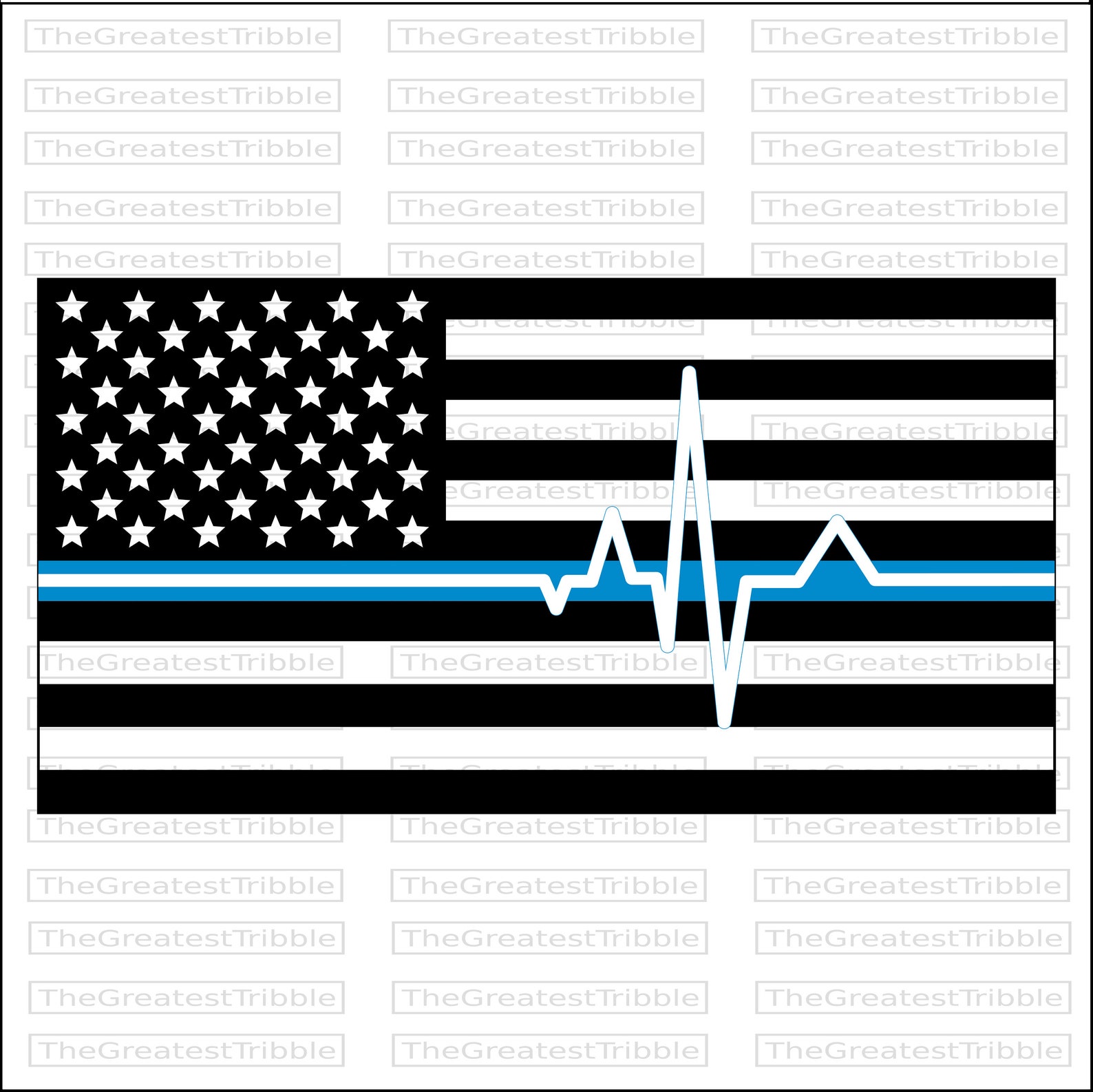 Thin White Line United States Flag EKG Eps Svg Png Jpg Vector Clip Art ...