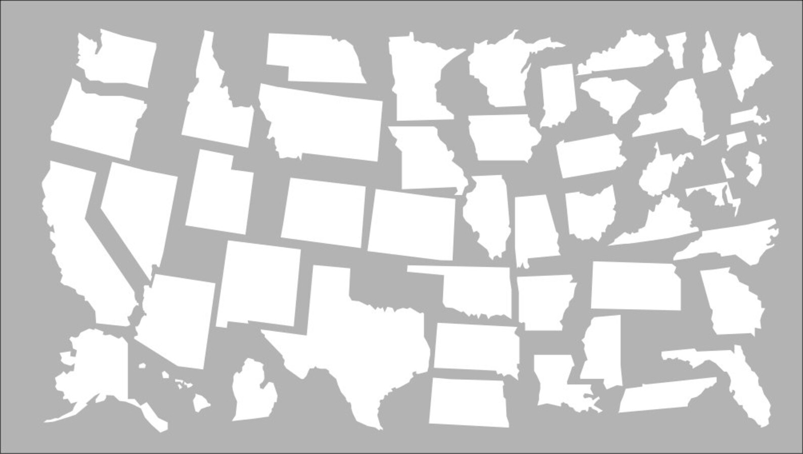 US States Clip Art 50 States Outline Silhouette Drop Shadow | Etsy