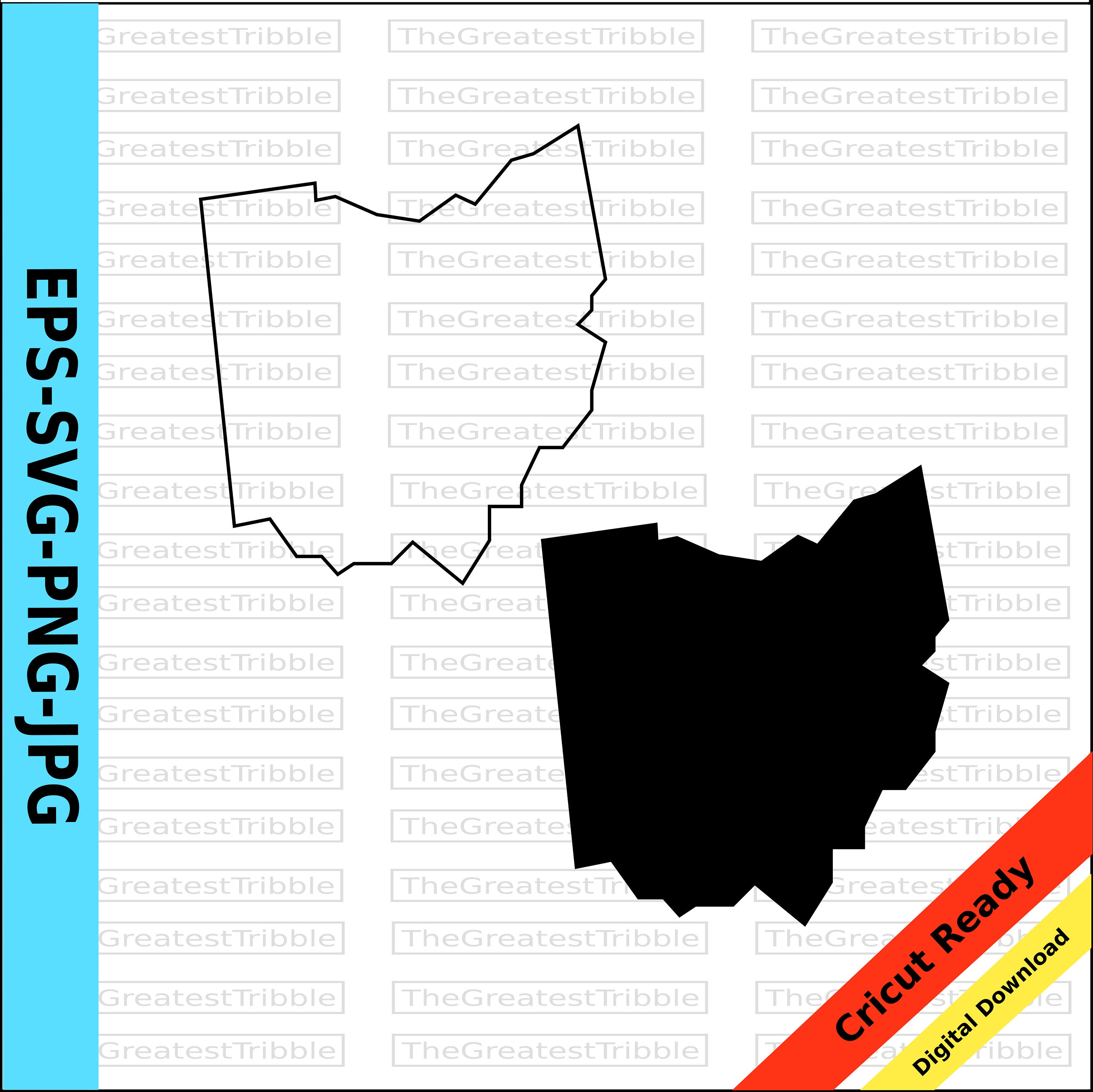 Ohio State Map svg png jpg eps Vector Graphic Clip Art Ohio | Etsy