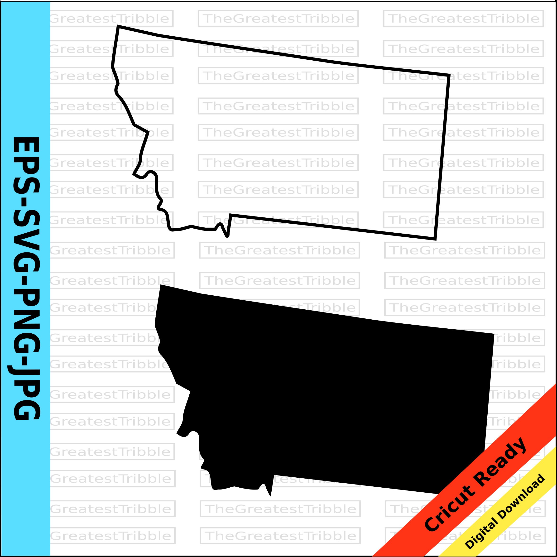 Montana State Map svg png jpg eps Vector Graphic Clip Art | Etsy