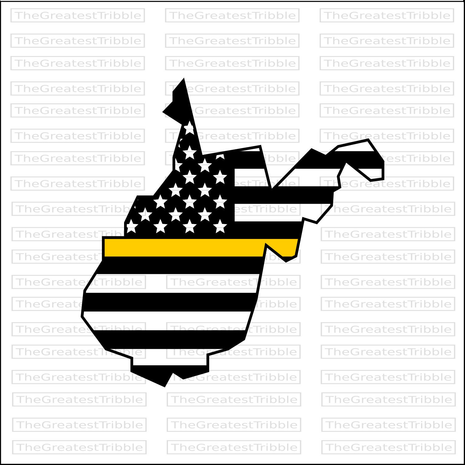 Thin Yellow Line West Virginia USA Flag eps svg png jpg Vector | Etsy