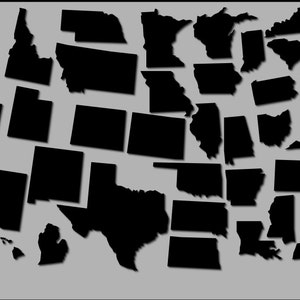 US States Clip Art 50 States Outline, Silhouette, Drop Shadow US Map - Etsy