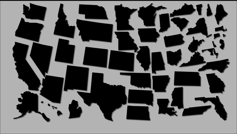 US States Clip Art, Silhouette Outline, Vector SVG (digital Download ...