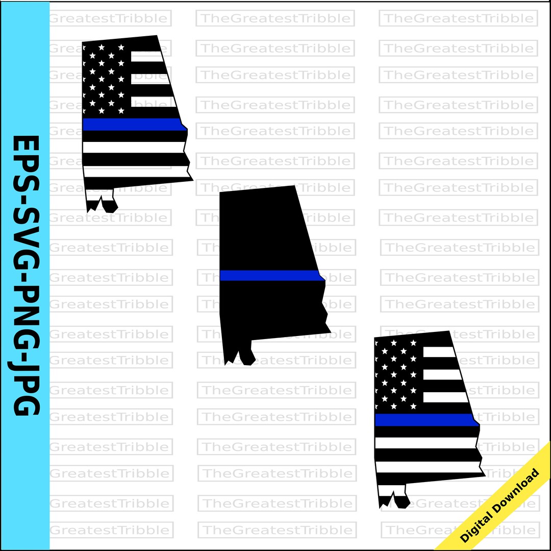 Thin Blue Line Alabama Flag, USA, Vector Graphic (digital Download) - Etsy