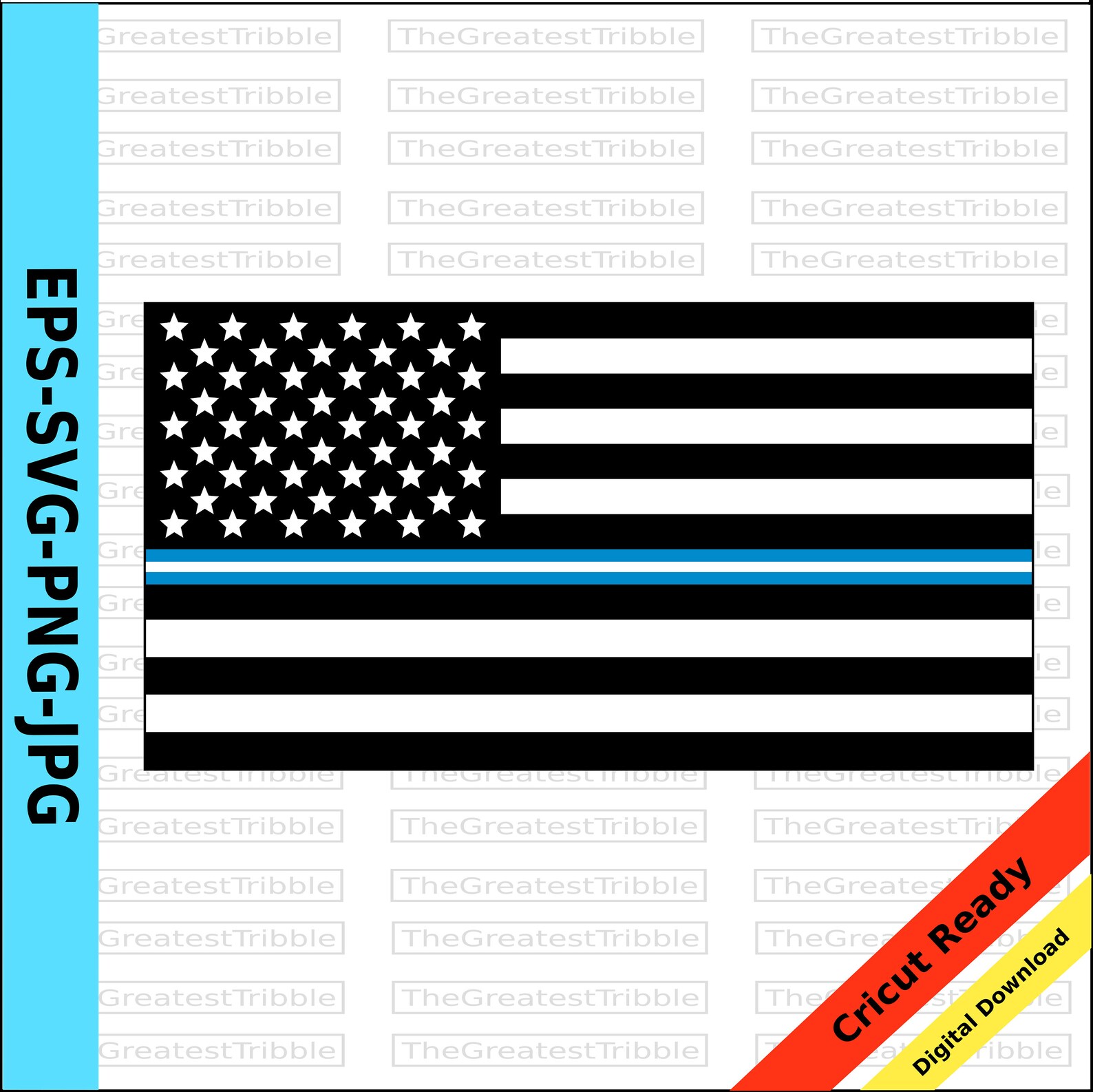 Thin White Line United States Flag Eps Svg Png Jpg Vector Clip | Etsy