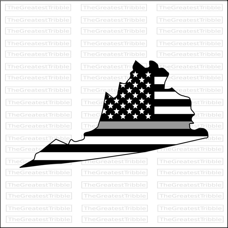Thin Silver Line Virginia USA Flag Thin Silver Line Flag Eps - Etsy