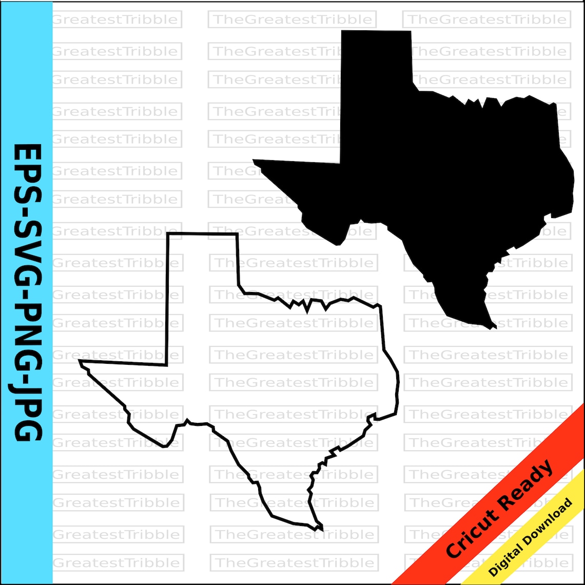 Texas State Map Svg Png Jpg Eps Vector Graphic Clip Art Texas - Etsy
