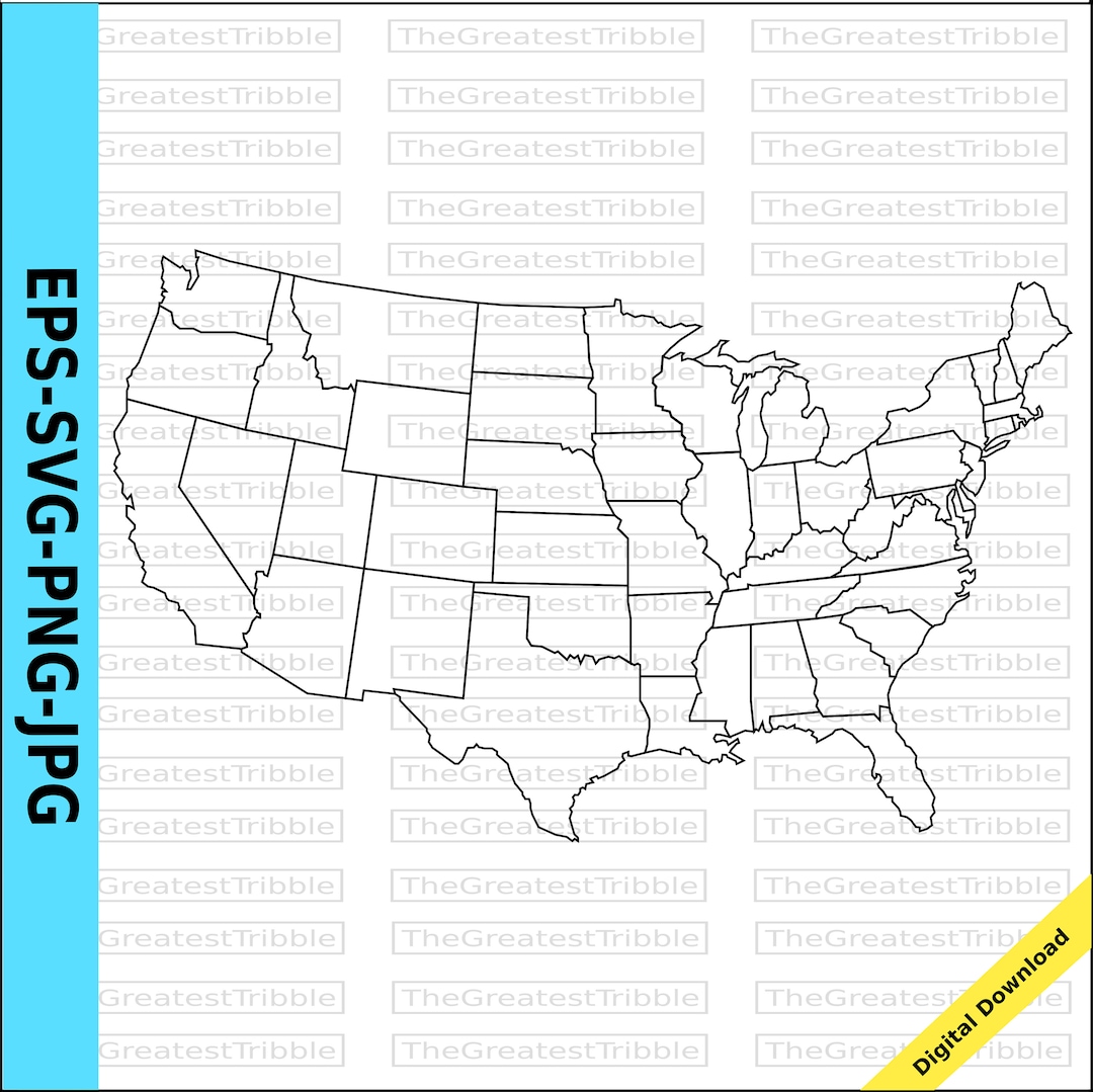 US Map, United States Map, State Outlines, Transparent Background, Eps ...