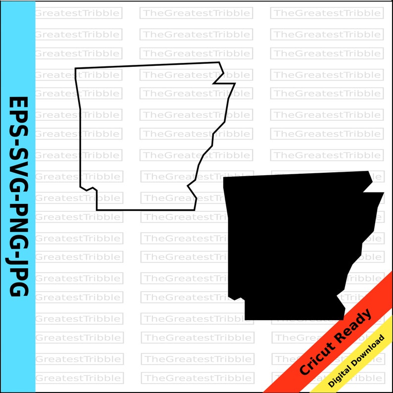 Arkansas State Map Svg Png Jpg Eps Vector Arkansas Silhouette | Etsy