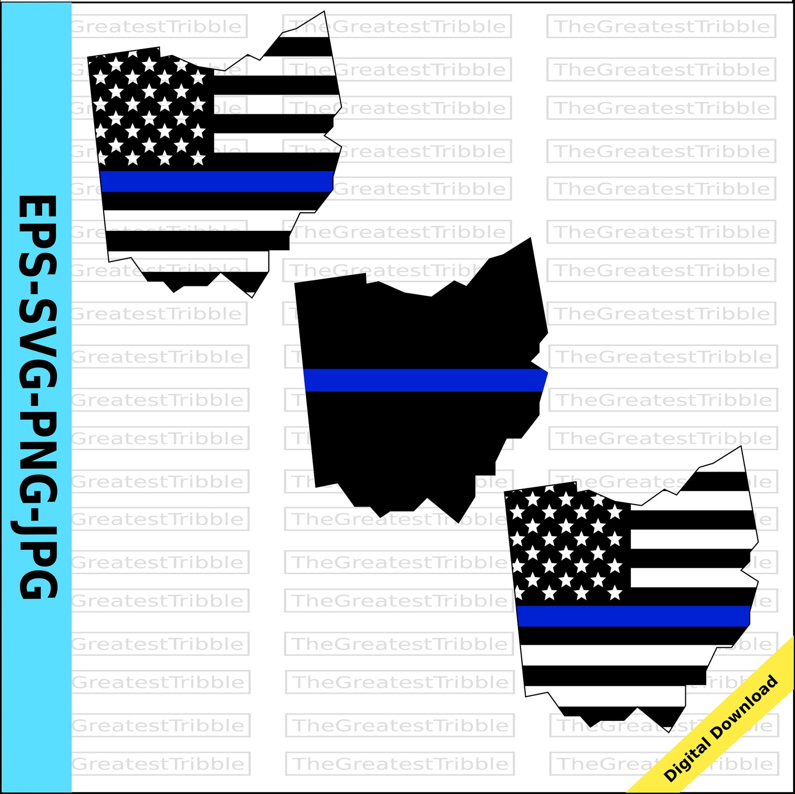 Thin Blue Line Ohio USA Flag, Vector Graphic (digital Download) - Etsy