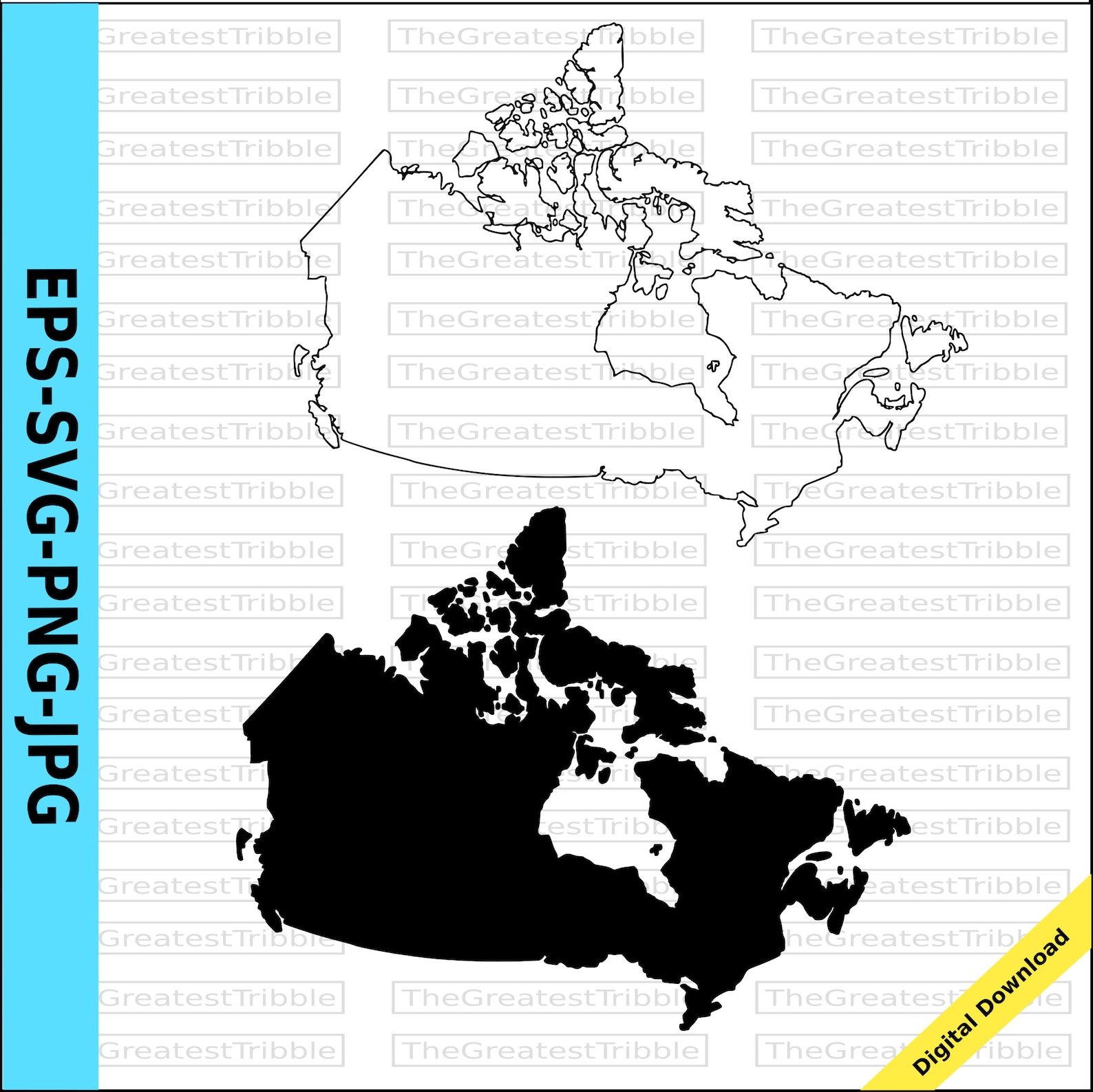 Canada Outline Map Svg Eps Png Jpg Vector Graphic Clip Art - Etsy