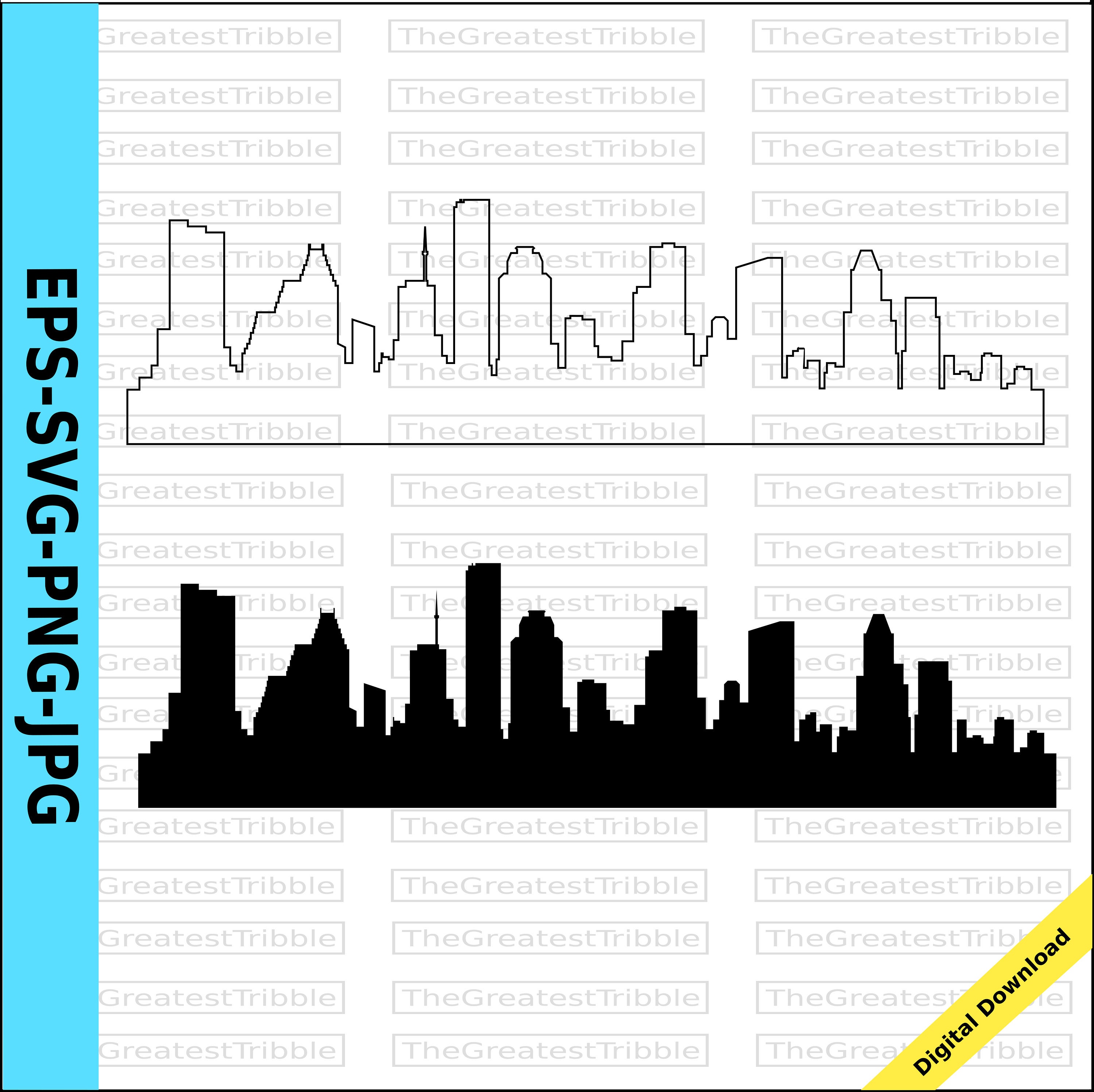 Houston City Skyline Silhouette Houston City Skyline Outline - Etsy