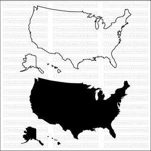 US States Map With Hawaii Alaska Svg Png Jpg Vector Graphic Clip Art ...
