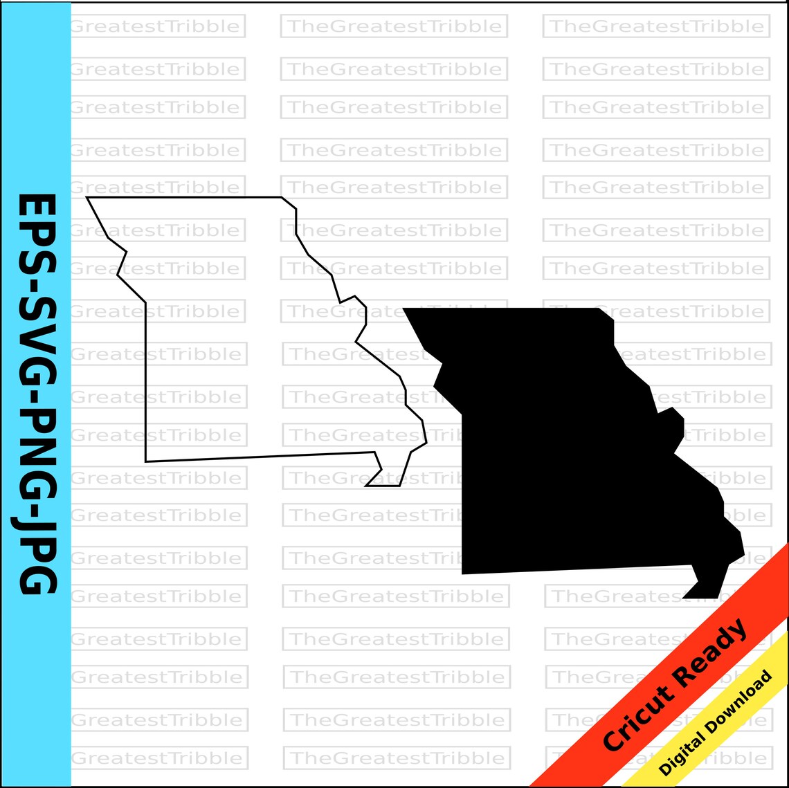 Missouri State Map Svg Png Jpg Eps Vector Graphic Clip Art - Etsy