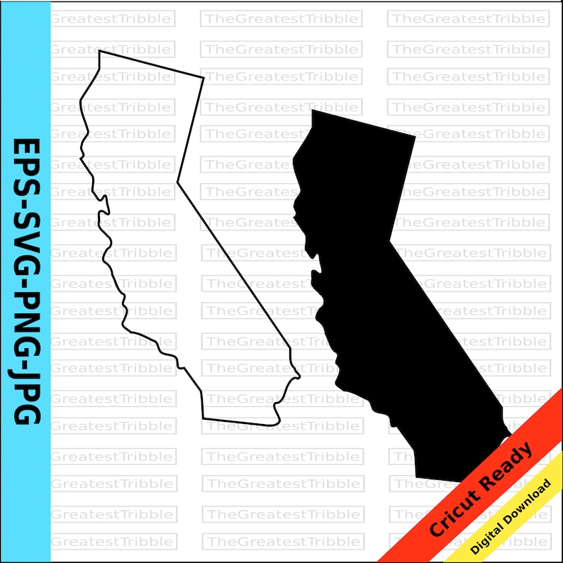 California State Map Svg Png Jpg Eps Vector California - Etsy