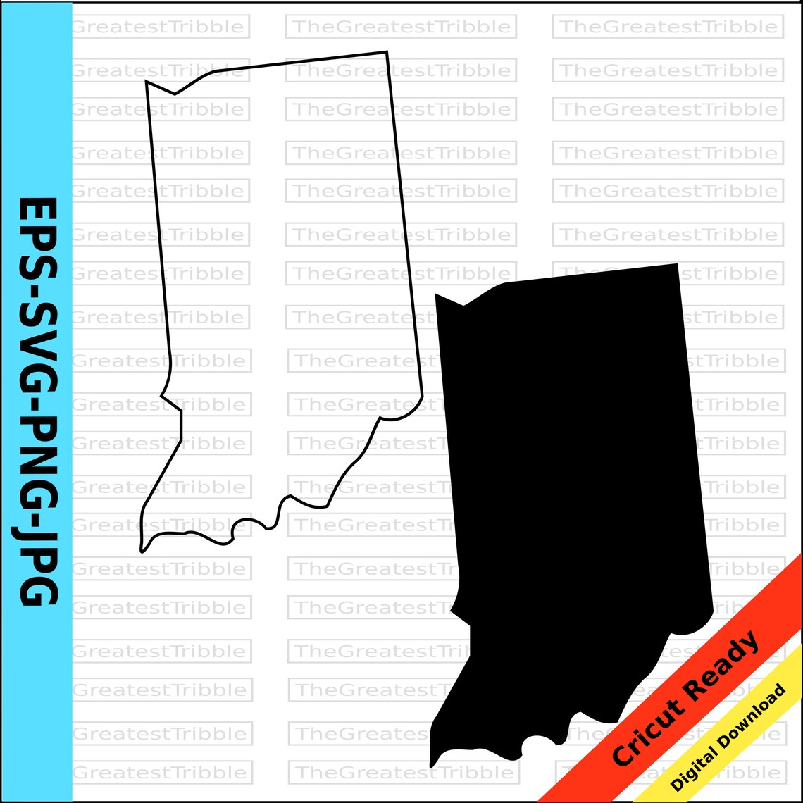 Indiana State Map Svg Png Jpg Eps Vector Clip Art Indiana State Outline ...