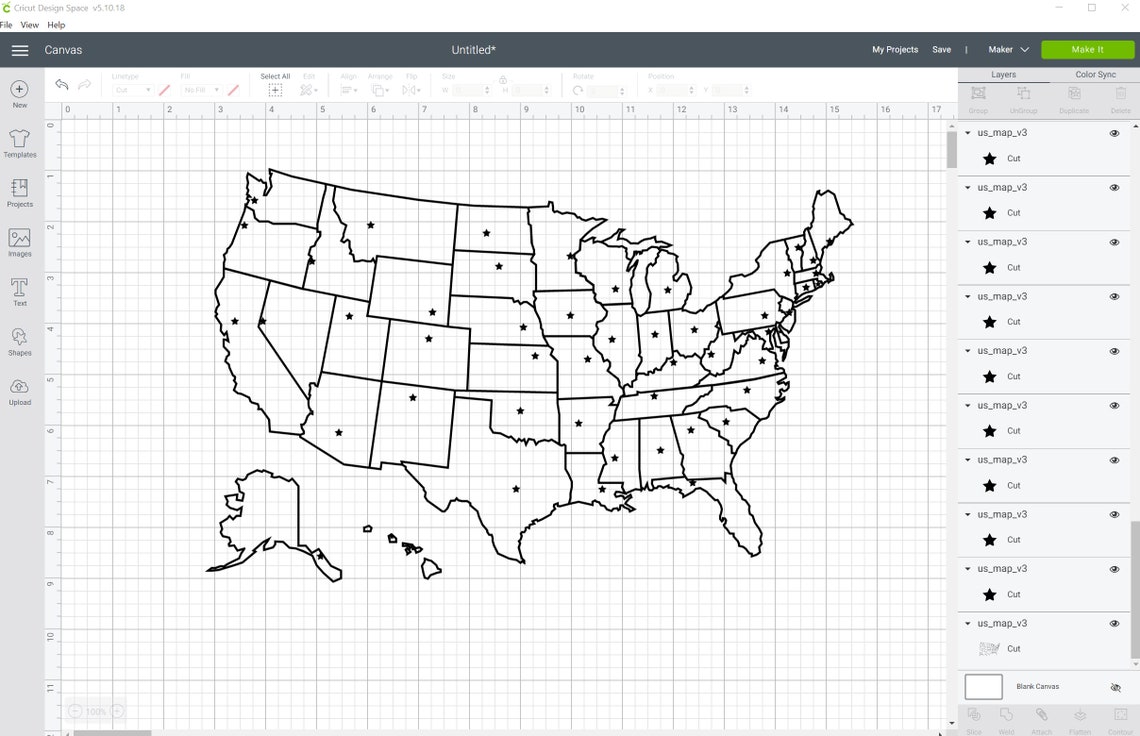 US States Map With State Capitals Eps Svg Png Jpg Vector Graphic Clip ...