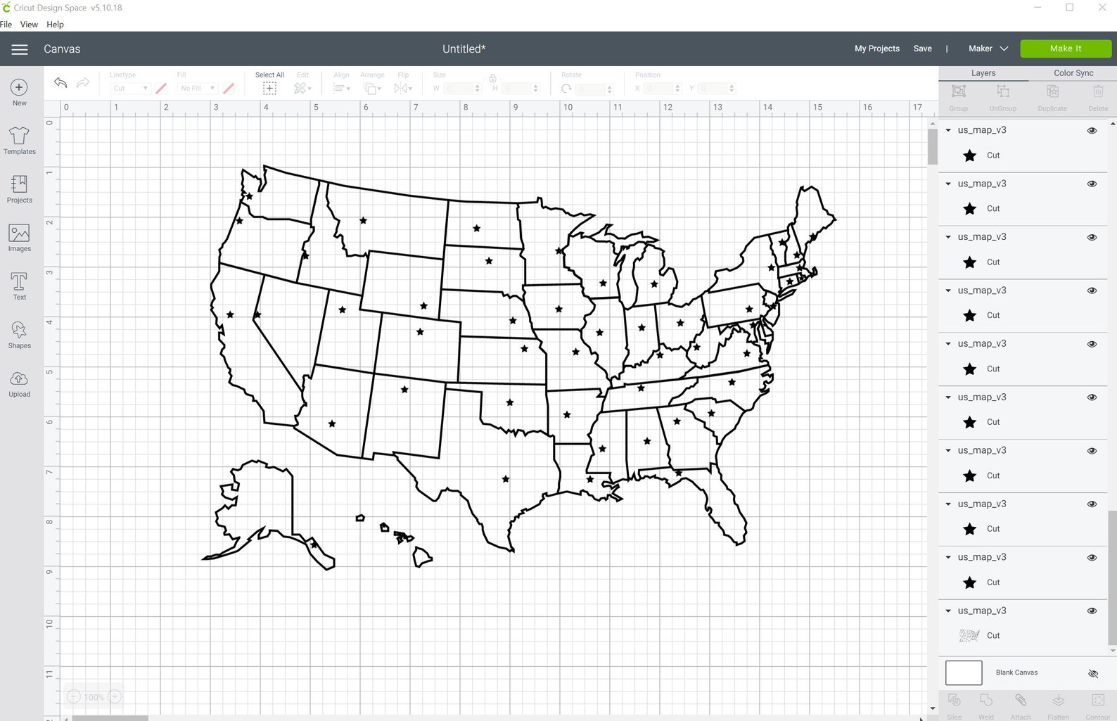 US States Map With State Capitals Eps Svg Png Jpg Vector | Etsy