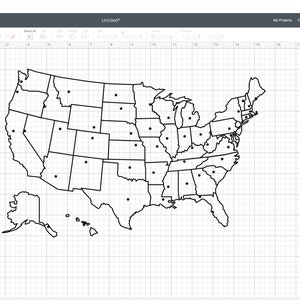 US States Map With State Capitals Eps Svg Png Jpg Vector Graphic Clip ...