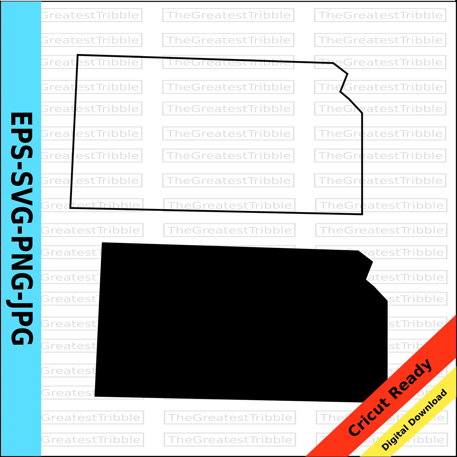 Kansas State Map Svg Png Jpg Eps Vector Graphic Clip Art - Etsy