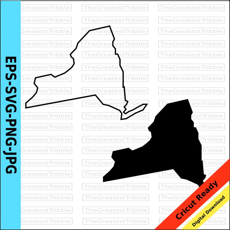 New York State Map Svg Png Jpg Eps Vector Graphic Clip Art New | Etsy