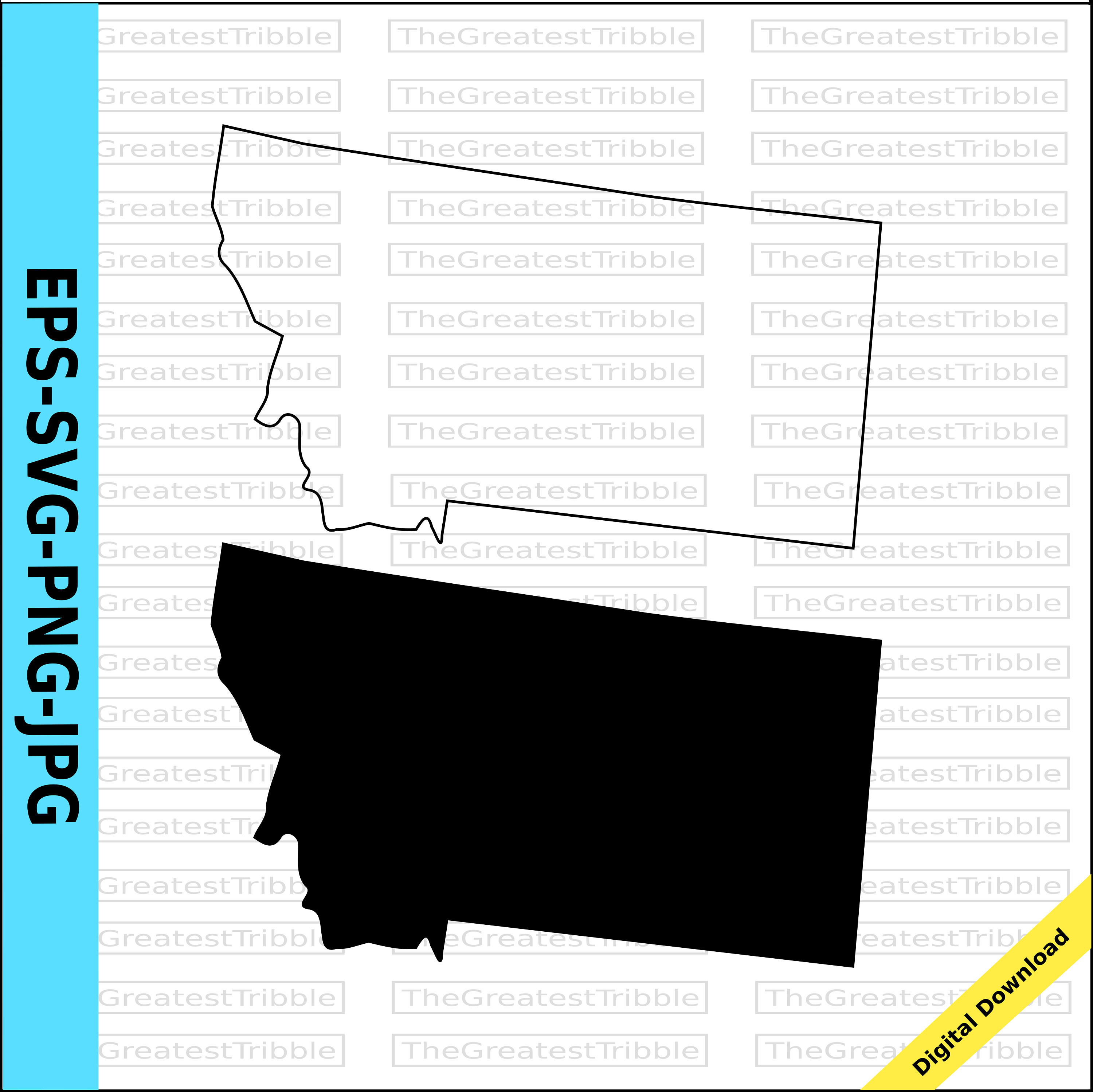 Montana State Map svg png jpg eps Vector Graphic Clip Art | Etsy