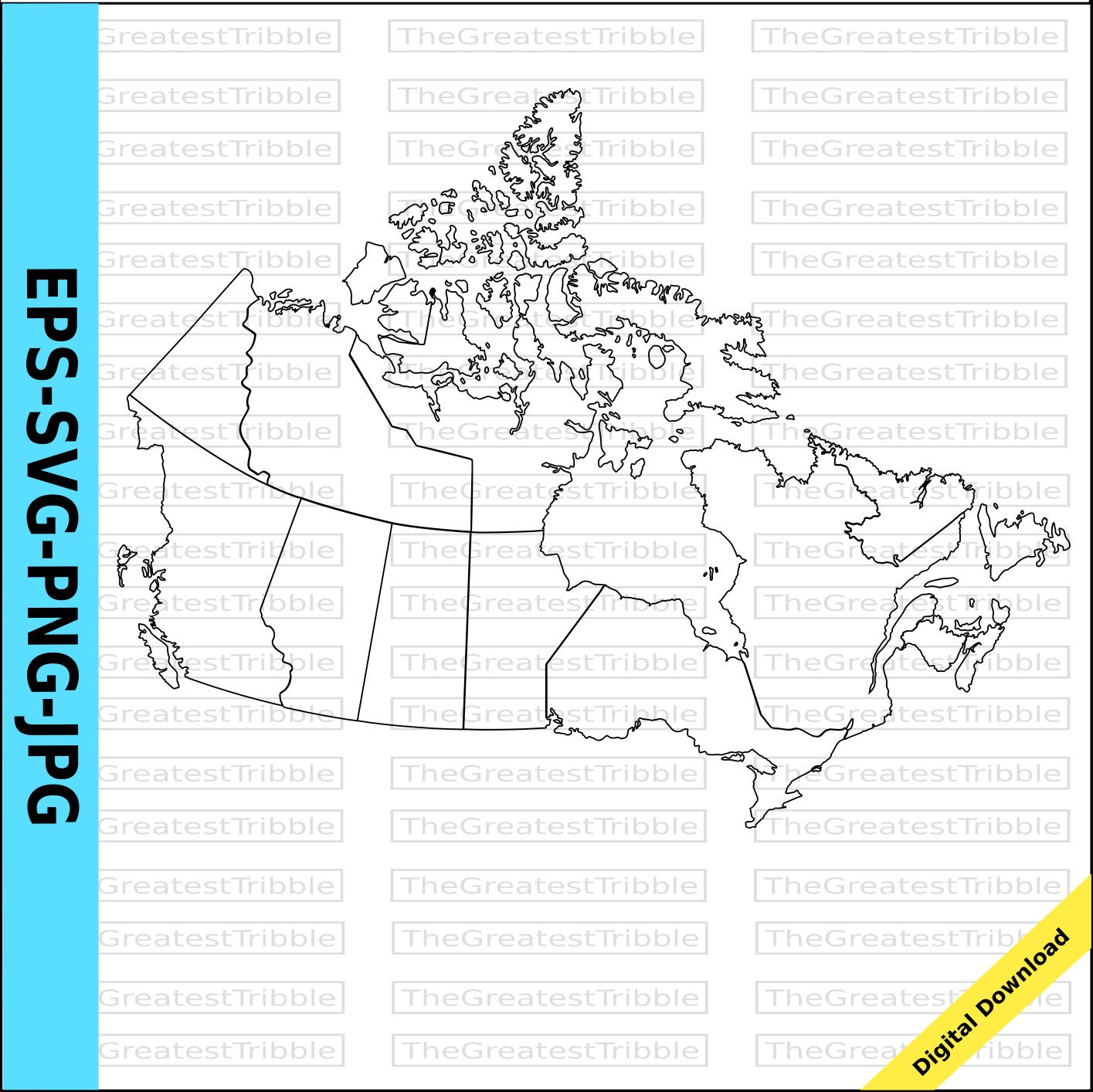 Canada Province Map Svg Eps Png Jpg Vector Graphic Clip Art | Etsy Canada