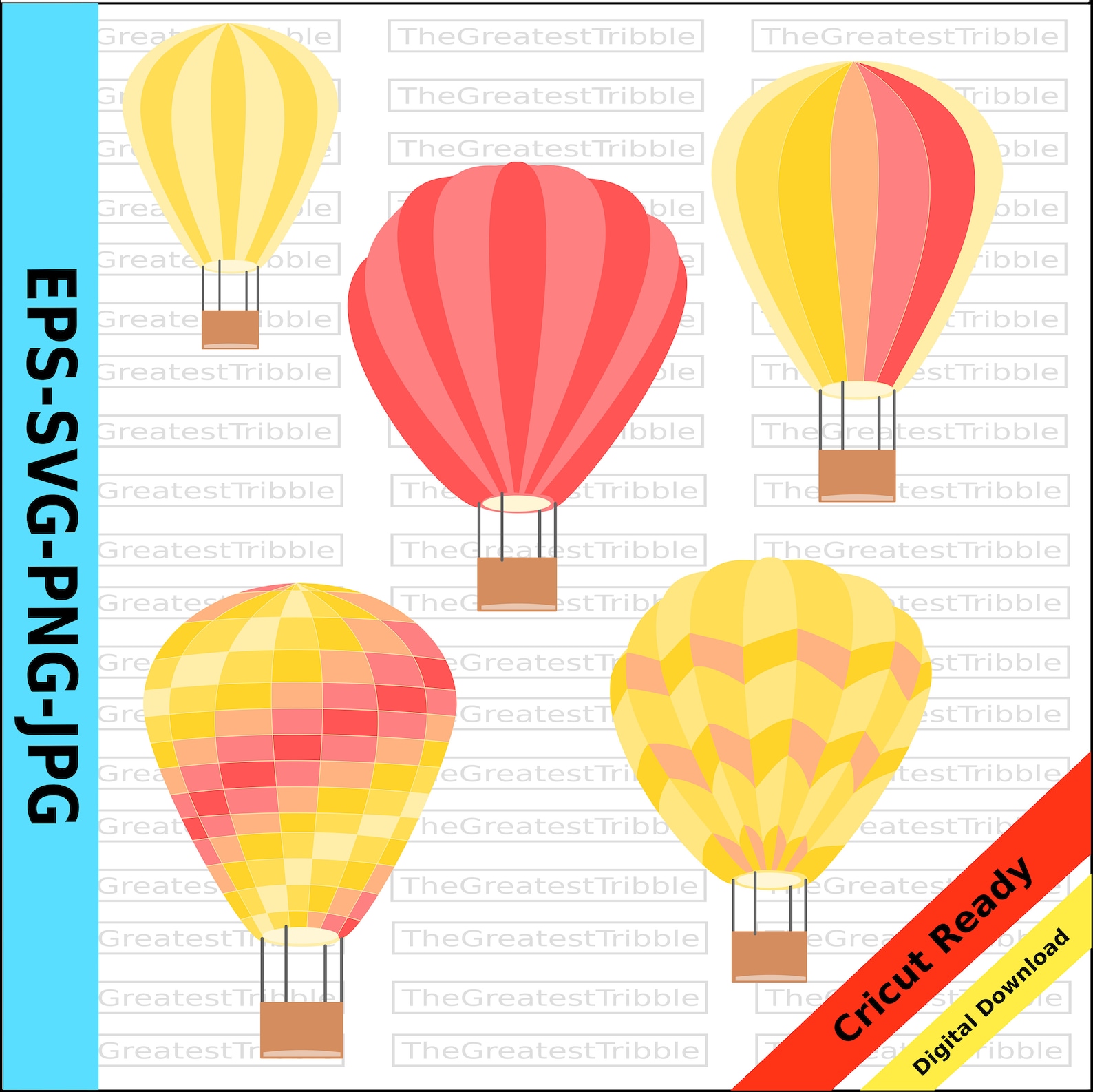 Hot Air Balloons Clip Art eps svg png jpg Hot Air Balloons | Etsy