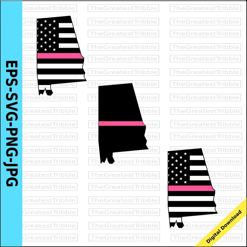 Thin Pink Line Alabama USA Flag Thin Pink Line Flag Eps Svg Png Jpg ...