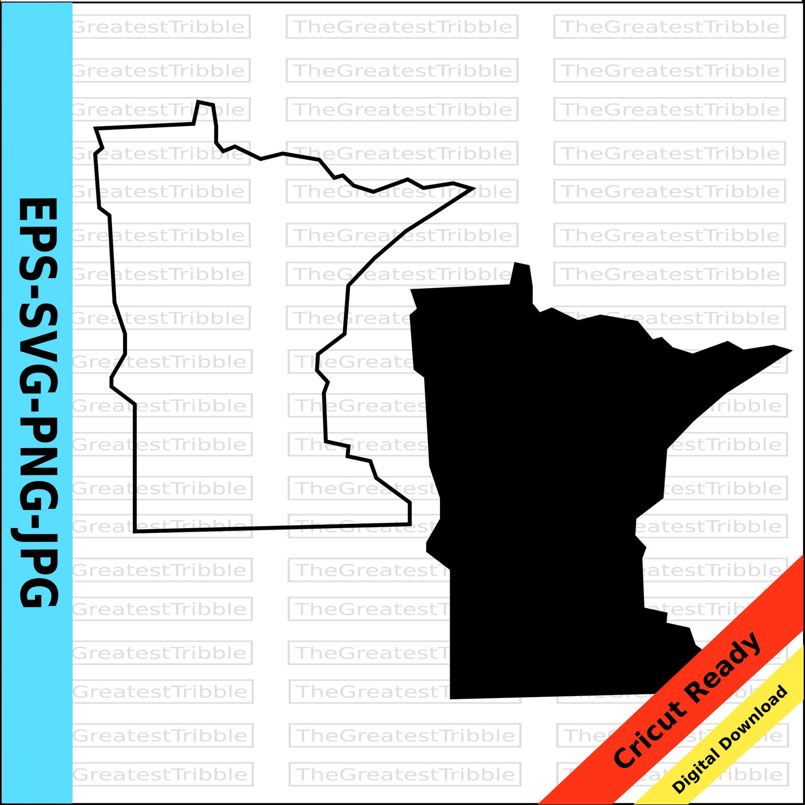 Minnesota State Map Eps Svg Png Jpg Vector Graphic Clip Art - Etsy