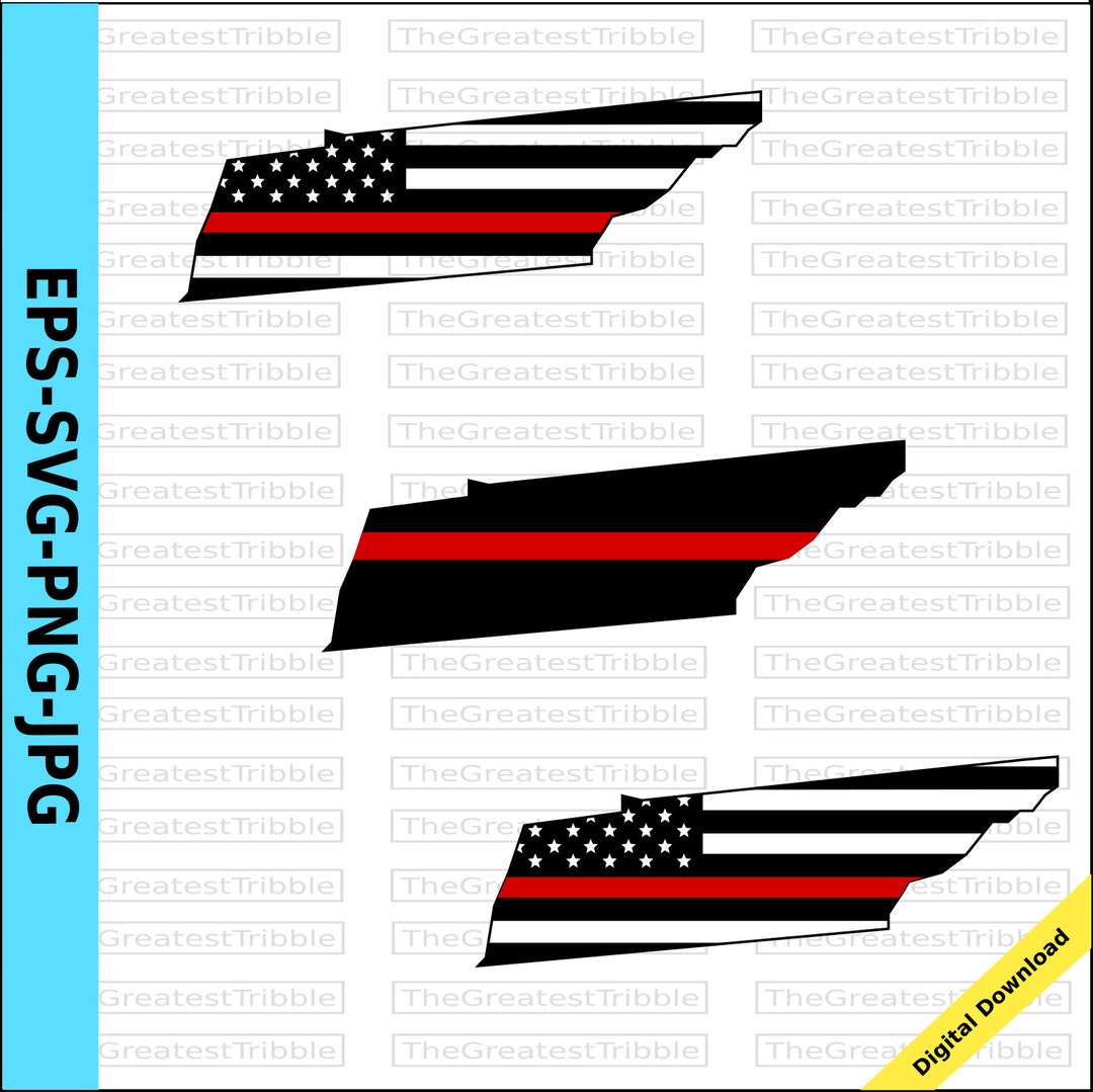 Thin Red Line Tennessee Flag Clip Art (SVG, PNG, JPG) - Etsy
