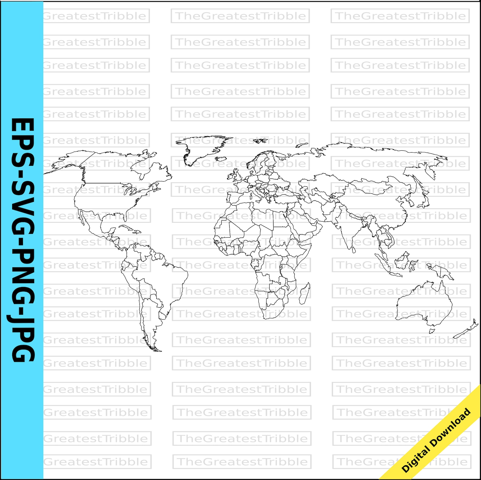 World Map World Countries Map Eps Svg Png Jpg Vector Graphic - Etsy Canada