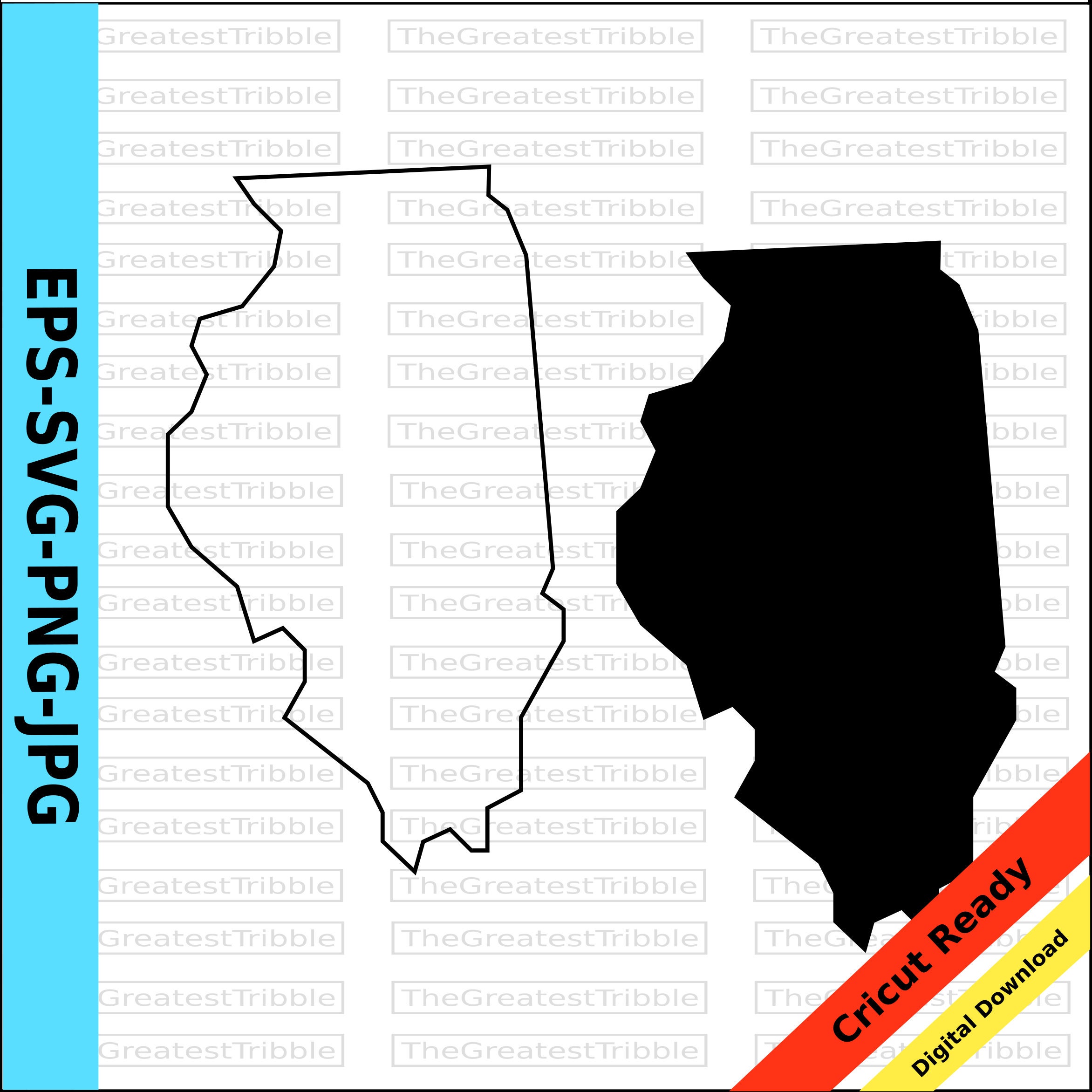 Illinois State Map Svg Png Jpg Eps Vector Clip Art Illinois State ...