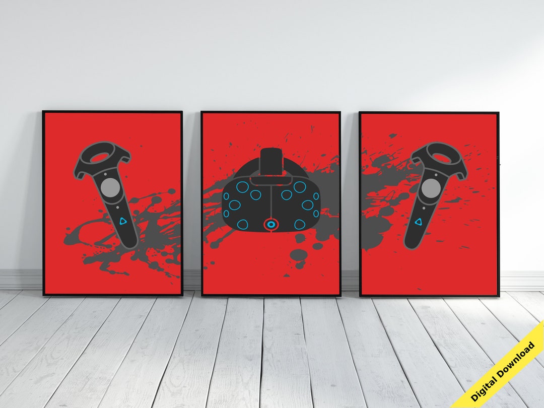 Virtual Reality Game Room Poster Virtual Reality Print VR Headset Game ...