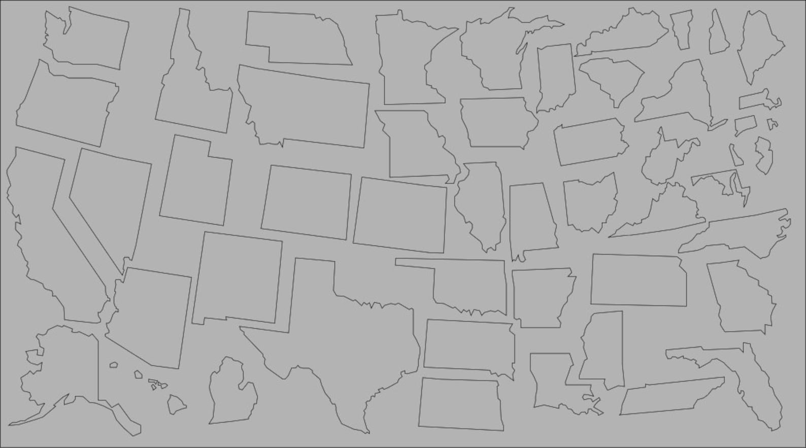 US States Clip Art 50 States Outline, Silhouette, Drop Shadow US Map - Etsy