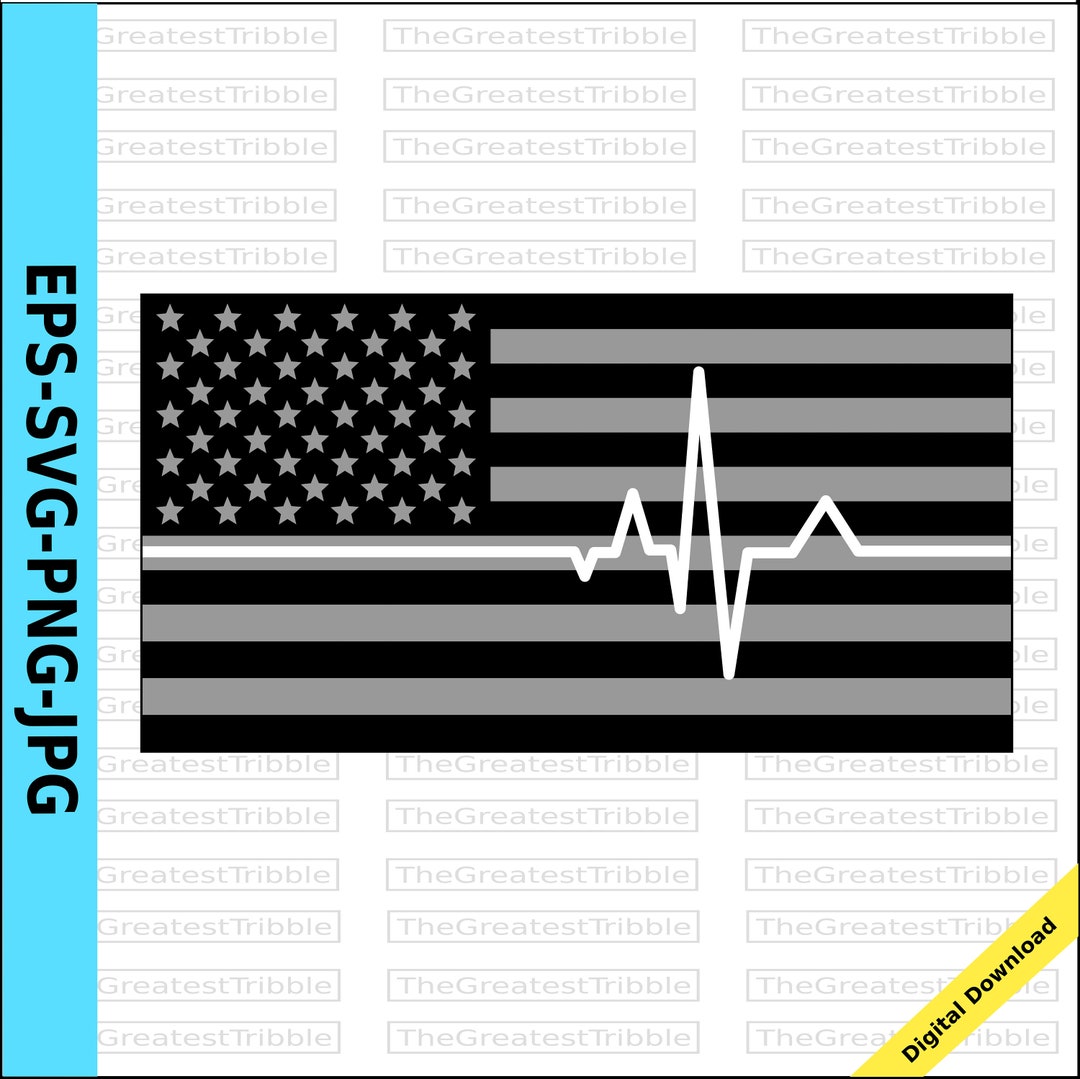 EKG Flag Thin Line EKG Usa Flag American Flag EKG Eps Svg Png Jpg ...