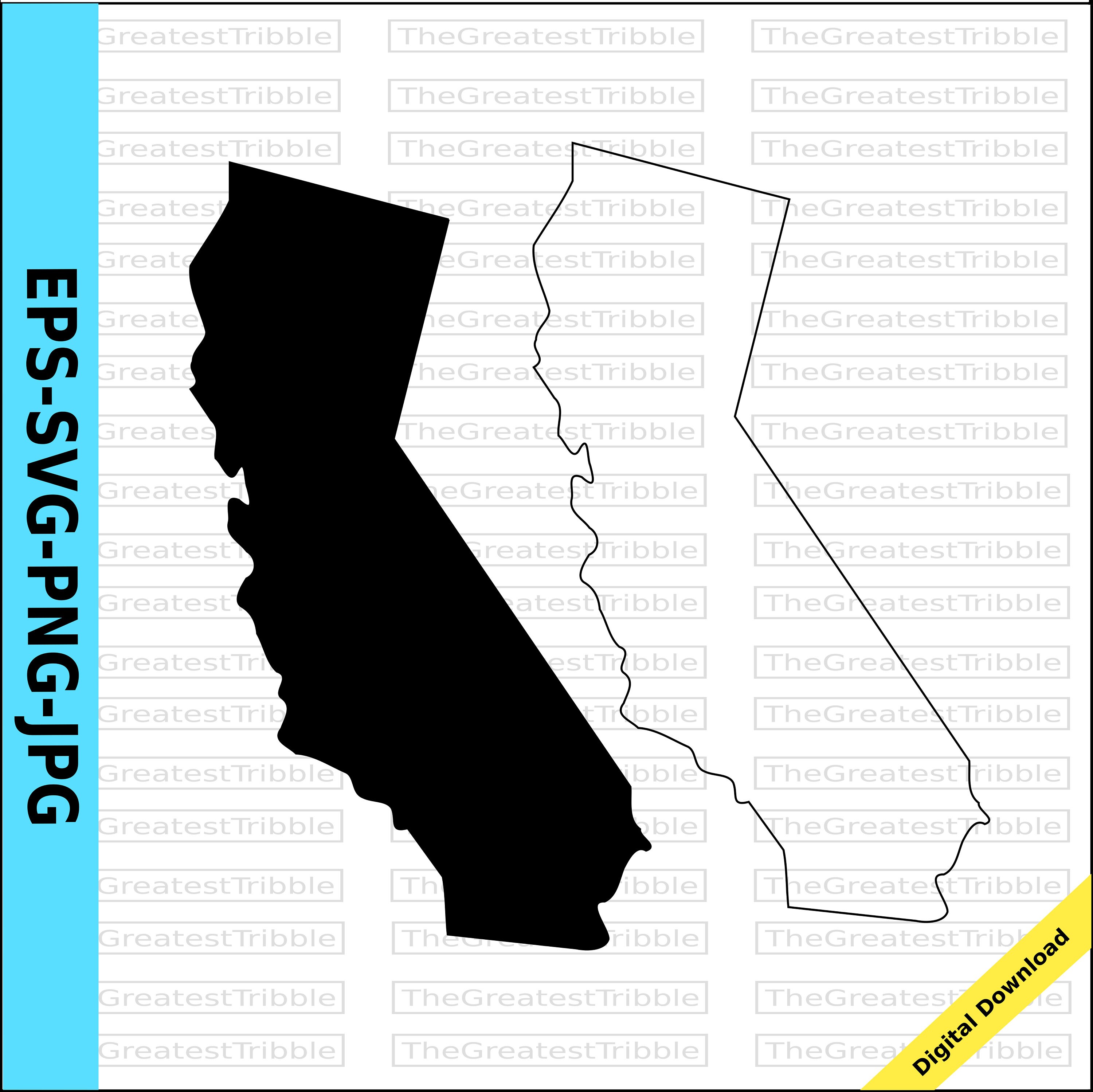 California State Map svg png jpg eps Vector Graphic Clip Art | Etsy