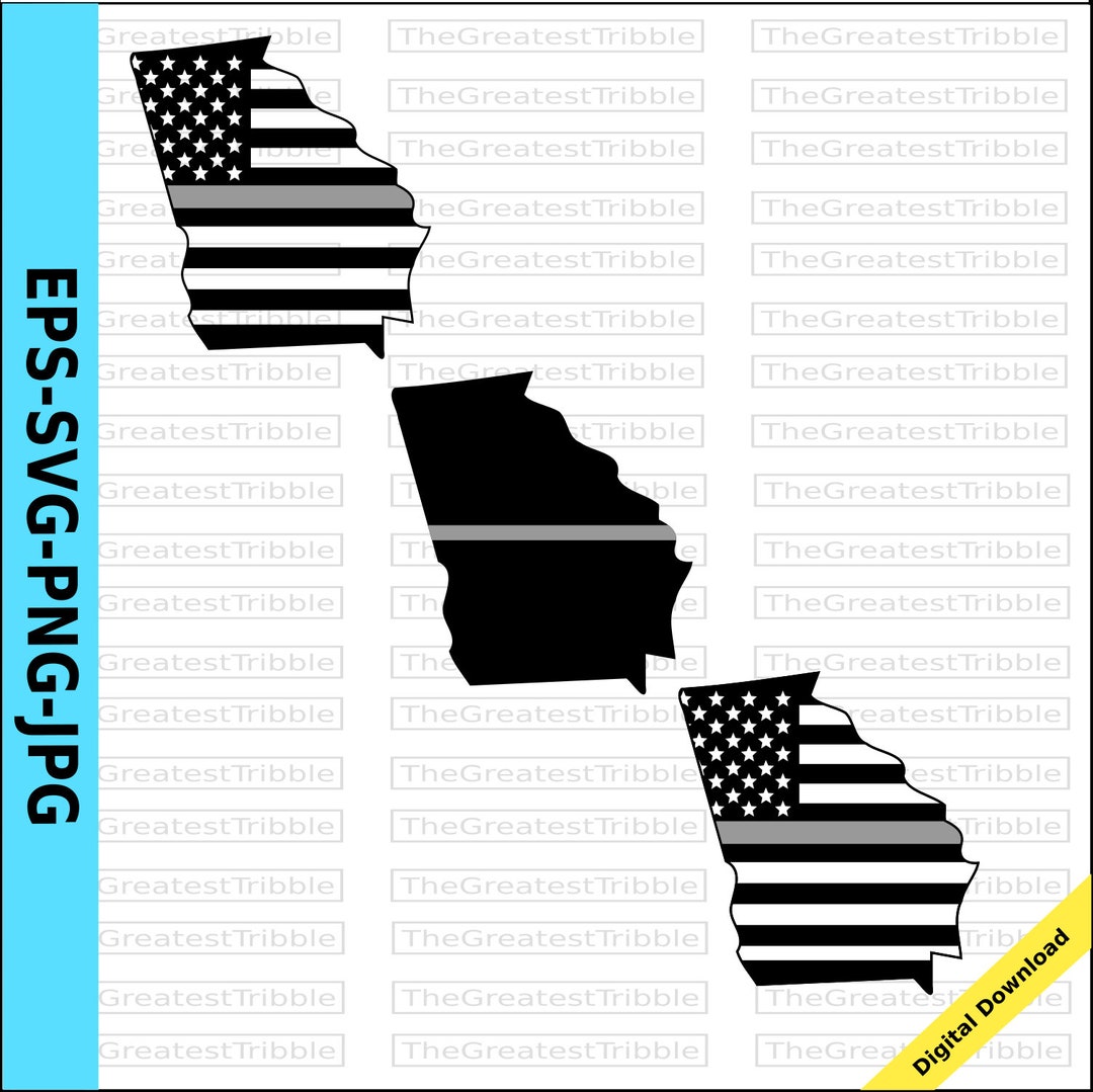 Thin Silver Line Georgia USA Flag Thin Silver Line Flag Eps Svg Png Jpg ...