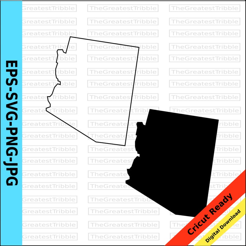 Arizona State Map Svg Png Jpg Eps Vector Graphic Clip Art | Etsy