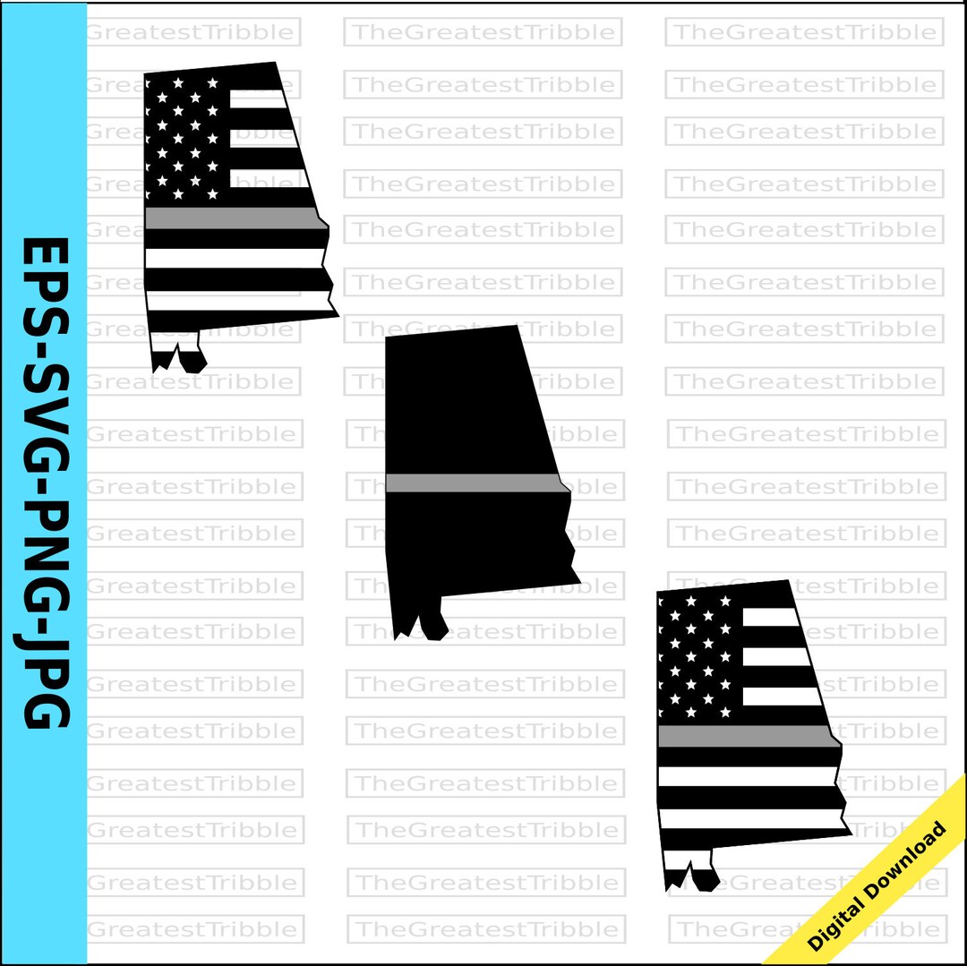 Thin Silver Line Alabama USA Flag Thin Silver Line Flag Eps Svg Png Jpg ...