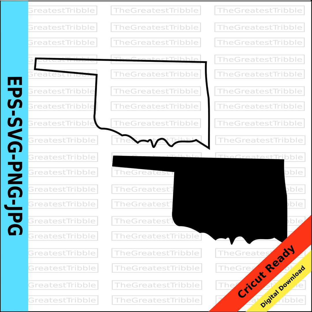 Oklahoma State Map Svg Png Jpg Eps Vector Graphic Clip Art Oklahoma ...
