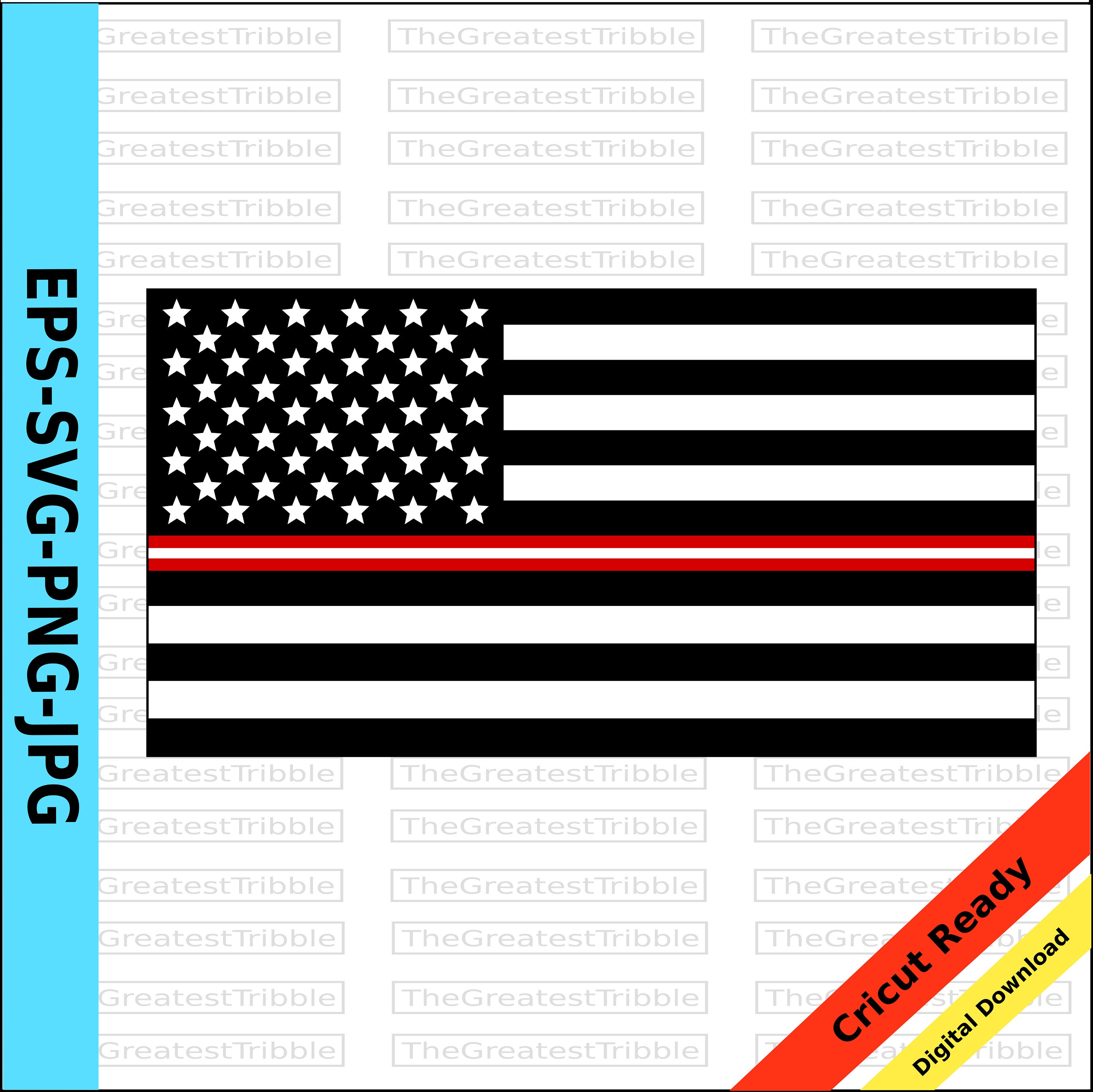 Thin Red on White Line United States Flag Eps Svg Png Jpg - Etsy