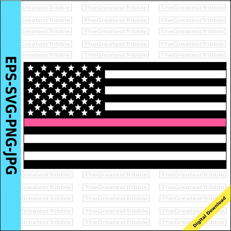Thin Pink Line United States Flag Eps Svg Png Jpg Vector - Etsy